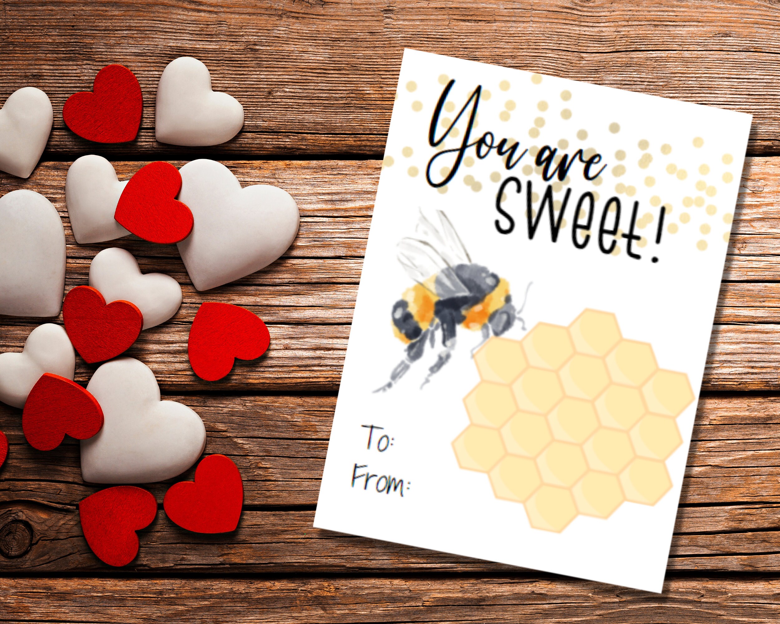Printable Bee Valentine | Bumblebee Valentine | Watercolor Bee ...