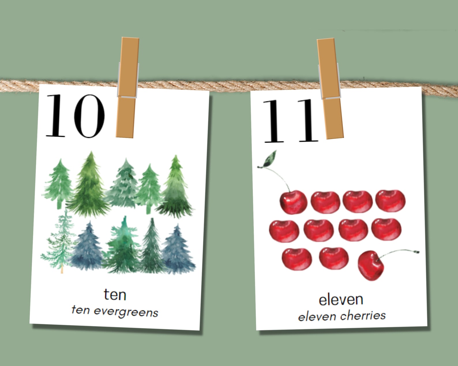 Charlotte Mason Preschool Counting Flashcards | Nature Number Cards 1 ...