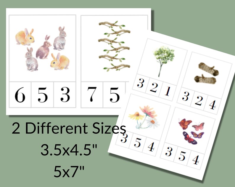 Charlotte Mason Preschool Count and Clip Cards | Nature Number Cards 1 ...