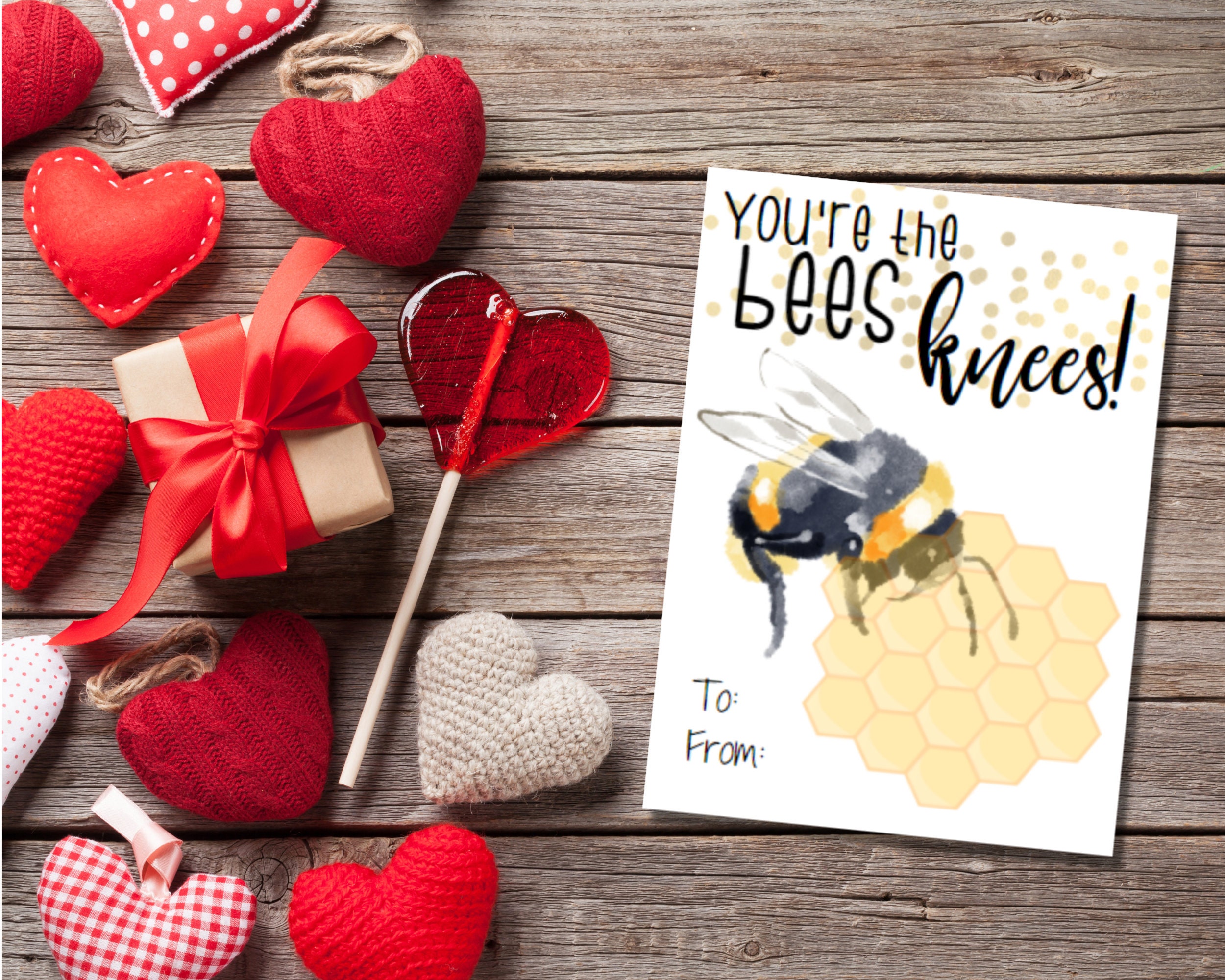 Printable Bee Valentine | Bumblebee Valentine | Watercolor Bee ...