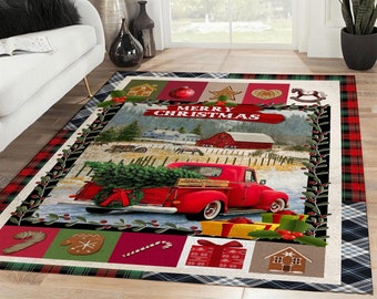 Christmas Red Truck Rug - Etsy