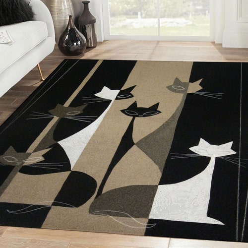 Cat Area Rug Cat Art Rug Cute Cat Rug Cat Carpet Vintage - Etsy