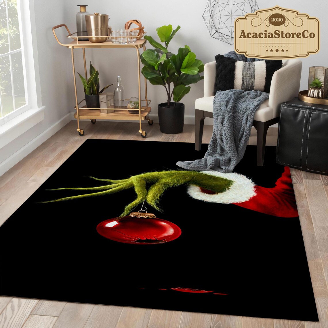 Grinch Christmas Holiday Area Rug, Merry Christmas Rectangle Rug ...