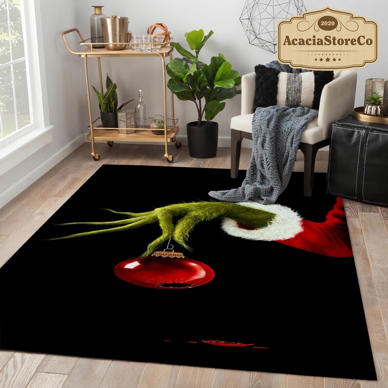 Grinch Christmas Holiday Area Rug, Merry Christmas Rectangle Rug ...