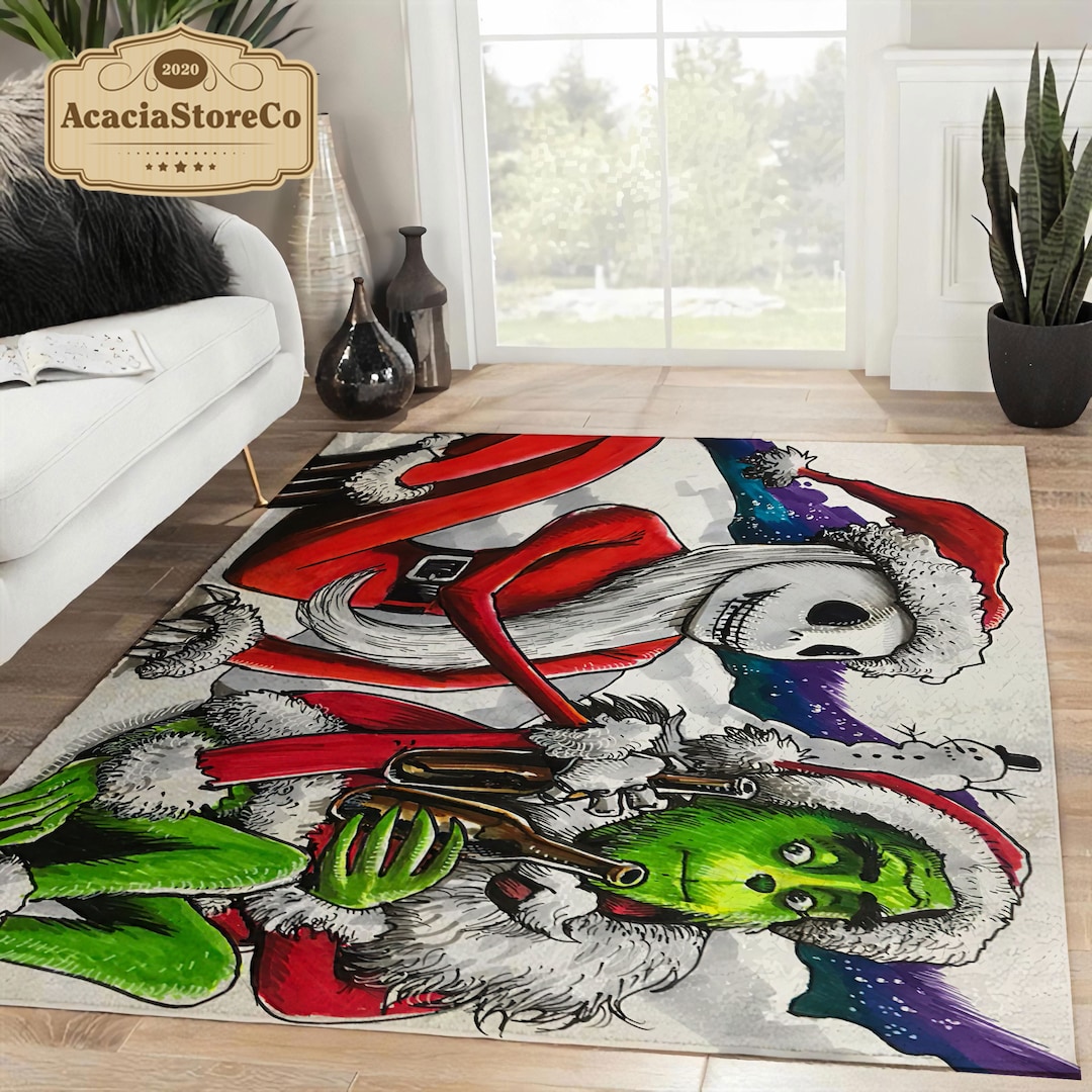 Santa Nightmare and Grinch Before the Christmas Area Rug, Christmas Rug ...
