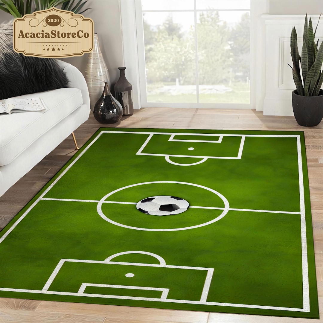 Soccer Rectangle Rug, Football Pitches Area Rug, Soccer Carpet, Sport ...