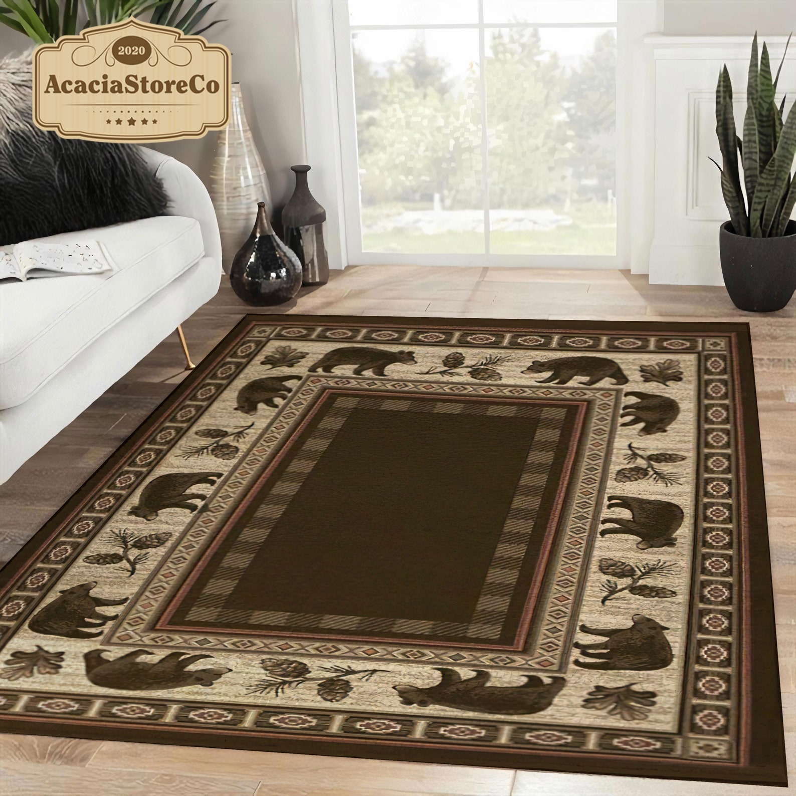 Rustic Bear Rug, Rustic Bear Carpet, Large Vintage Rug, Rugs for Living ...