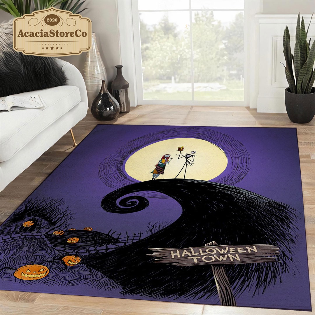 Nightmare Before Christmas Rug, Jack and Sally Rug, Halloween Town ...