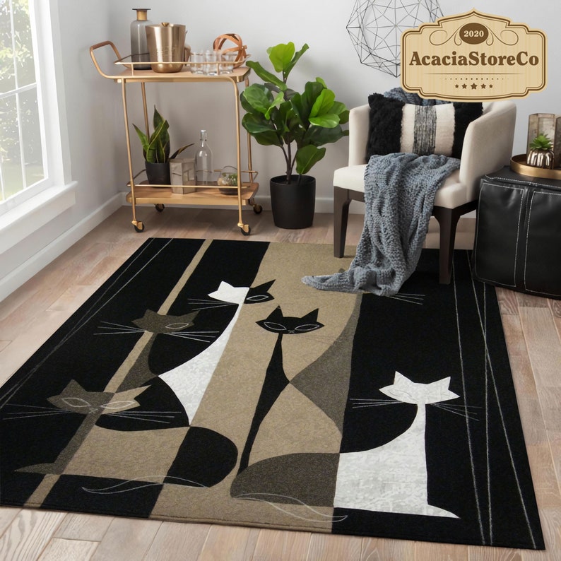 Kids Room Decor Cat Rug Cute Cat Area Rug Cat Art Rug Cat - Etsy
