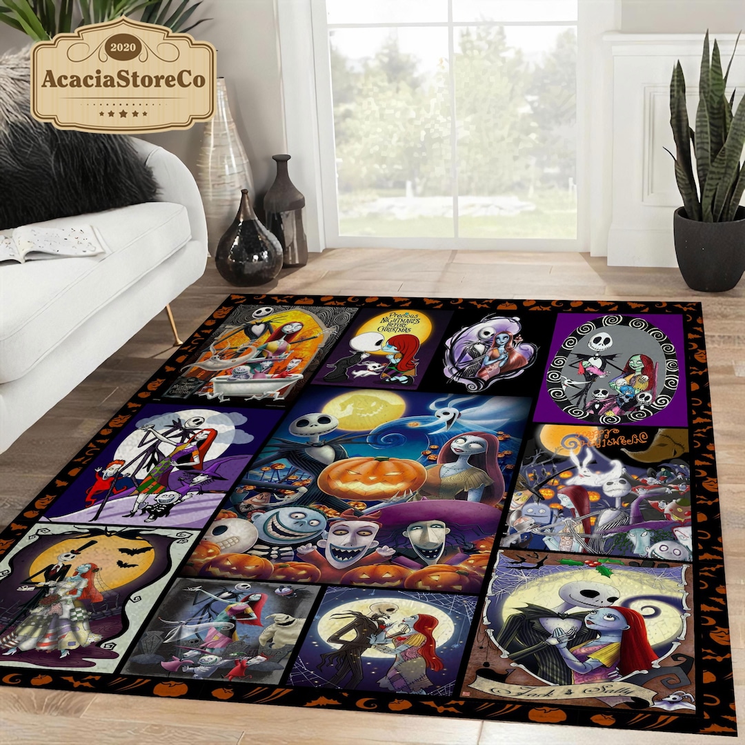Nightmare Before Christmas Rectangle Rug, Jack and Sally Skellington ...