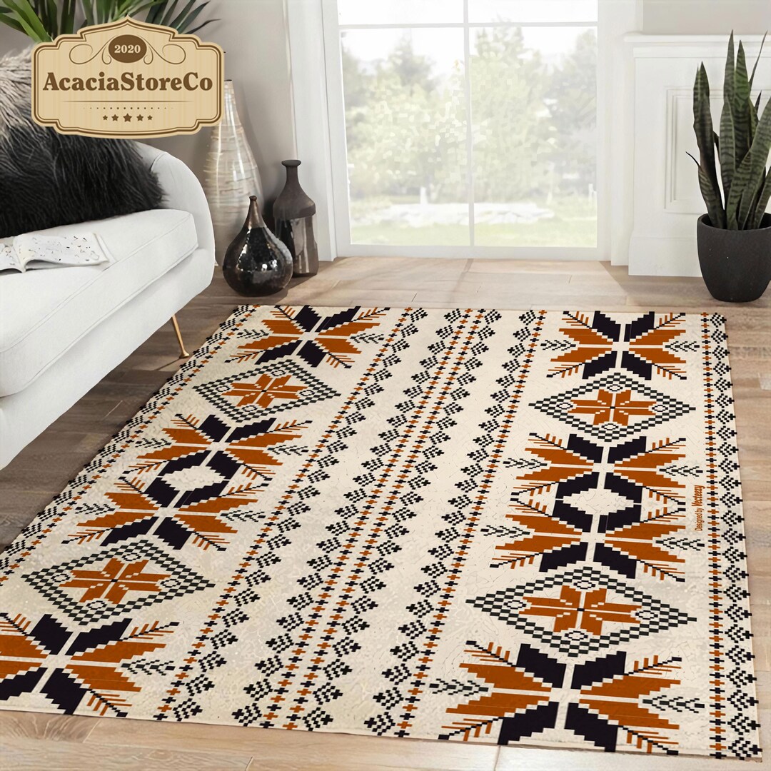 Retro Antique Aztec Area Rug, Retro Rectangle Rug, Large Vintage Rug ...