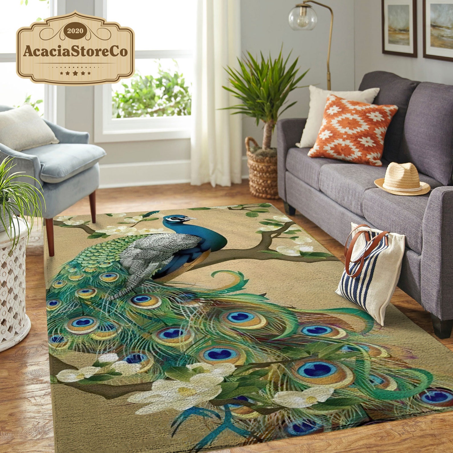 Peacock Vingtage Rectangle Rug Peacock Area Rug Peacock - Etsy