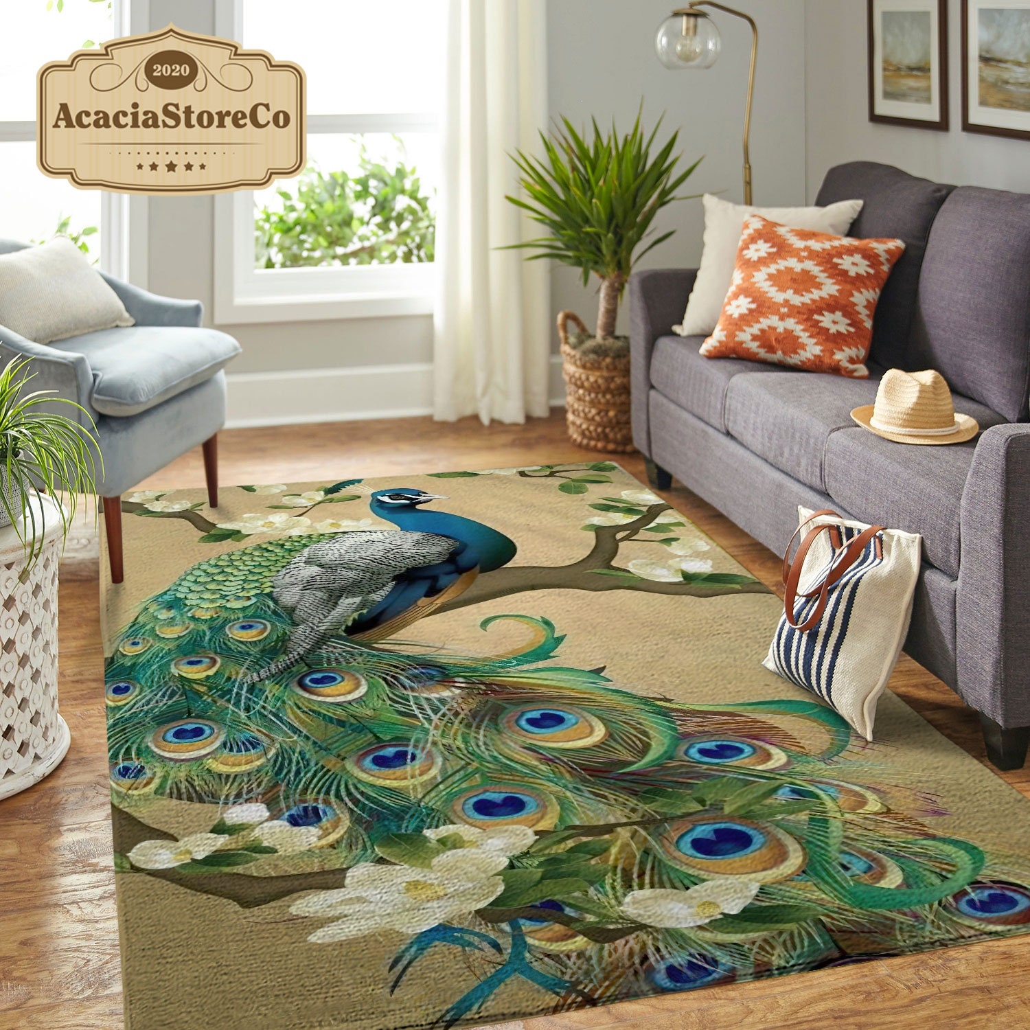 Peacock Vingtage Rectangle Rug Peacock Area Rug Peacock - Etsy