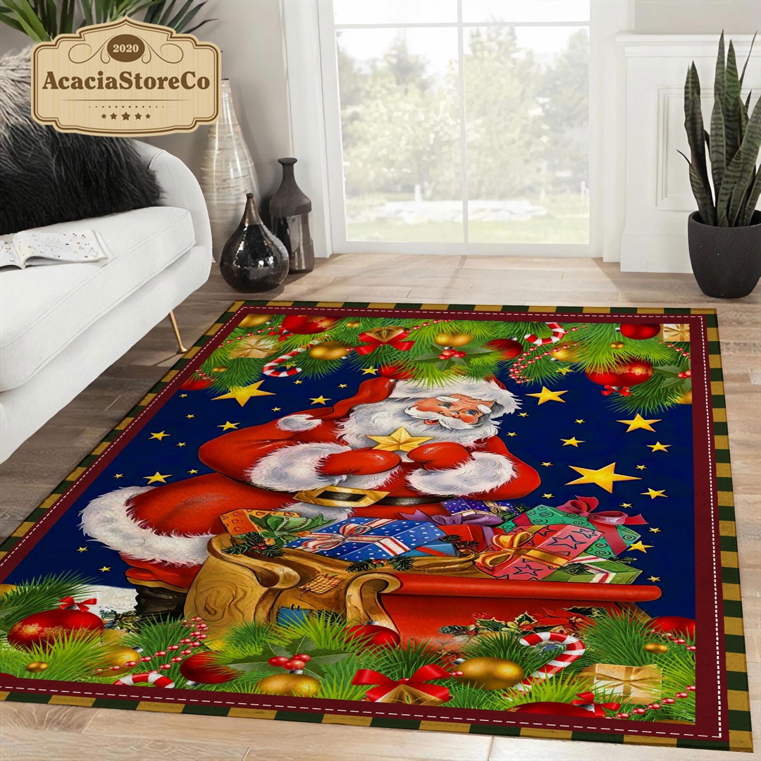 Christmas Santa Claus Rectangle Rug, Merry Christmas Area Rug ...