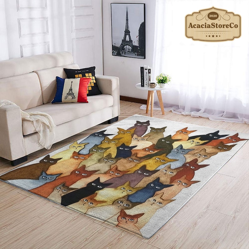 Cat Area Rug, Cat Art Rug, Cute Cat Rug, Cat Carpet, Vintage Rug, Rugs ...