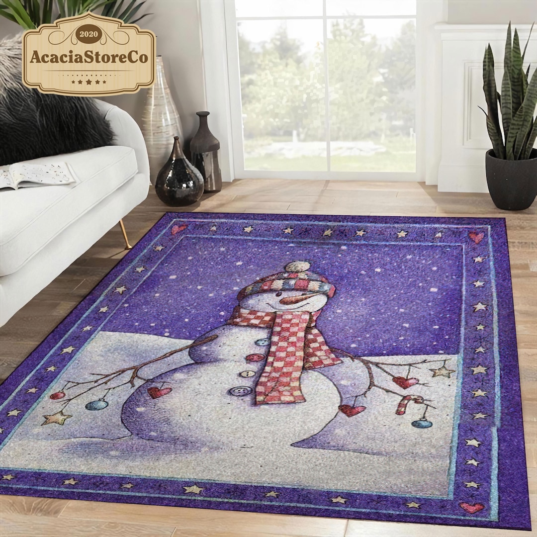 Christmas Snowman Area Rug, Christmas Rectangle Rug, Christmas Gift ...