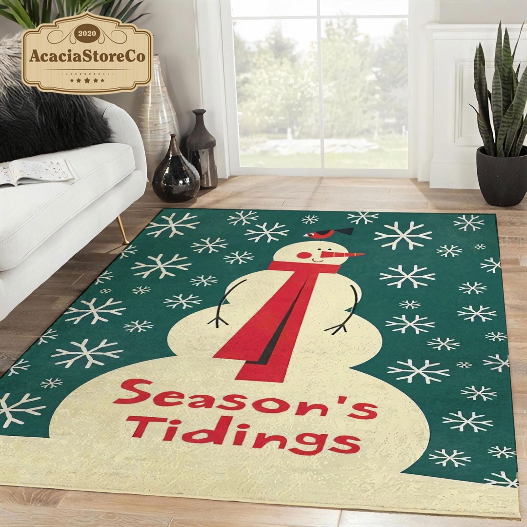 Original Christmas Snowman Area Rug, Merry Christmas Rectangle Rug ...