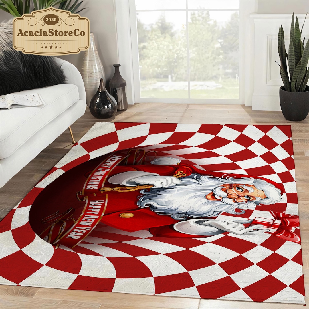 3D Santa Claus Christmas Area Rug, 3D Santa Claus Christmas Rectangle ...