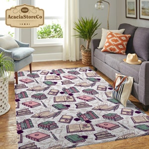 Library Librarian Book Lover Pattern Print Area Rug, Library Decor ...