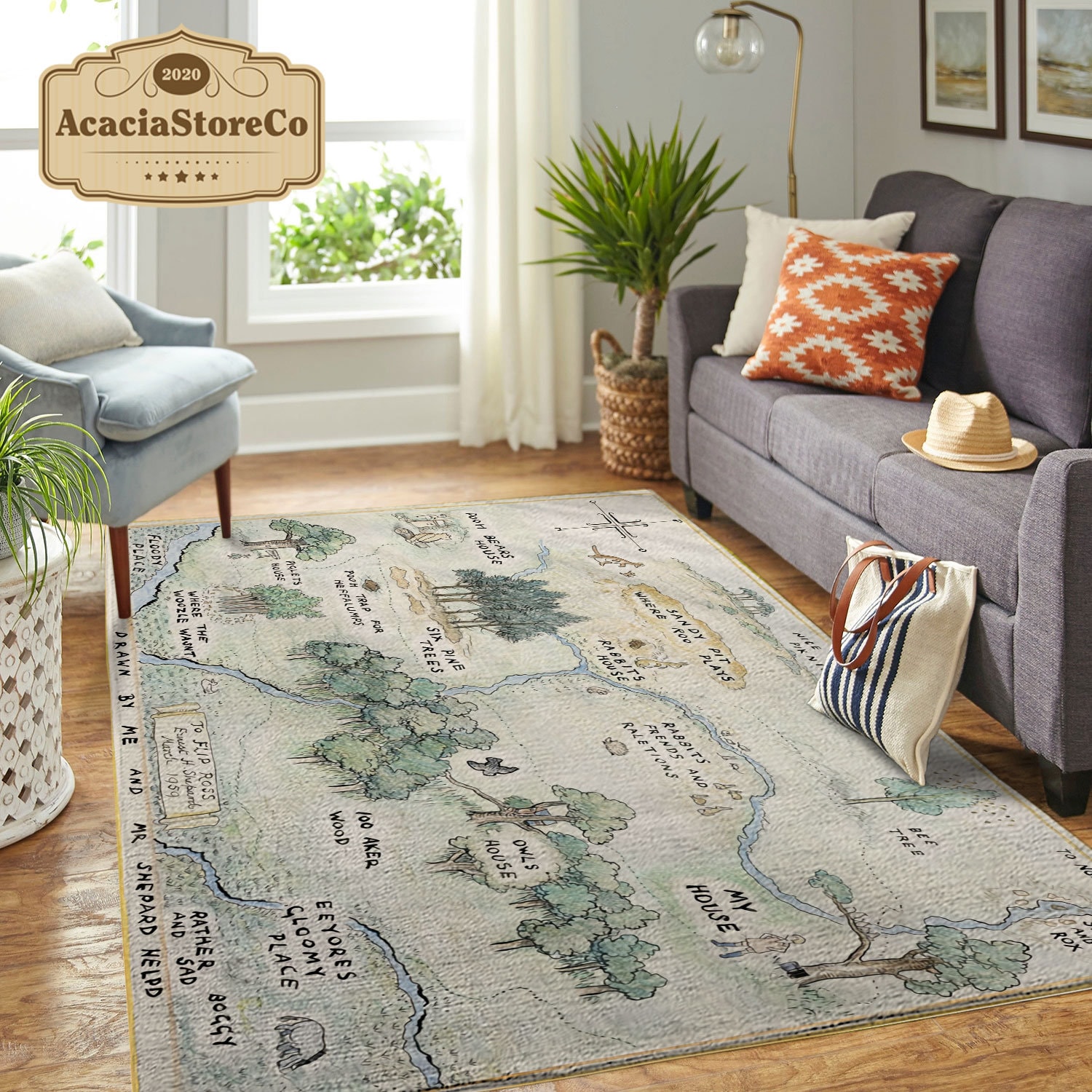 100 Acre Wood Map Rug Winnie the Pooh Area Rug Vintage Rug - Etsy UK
