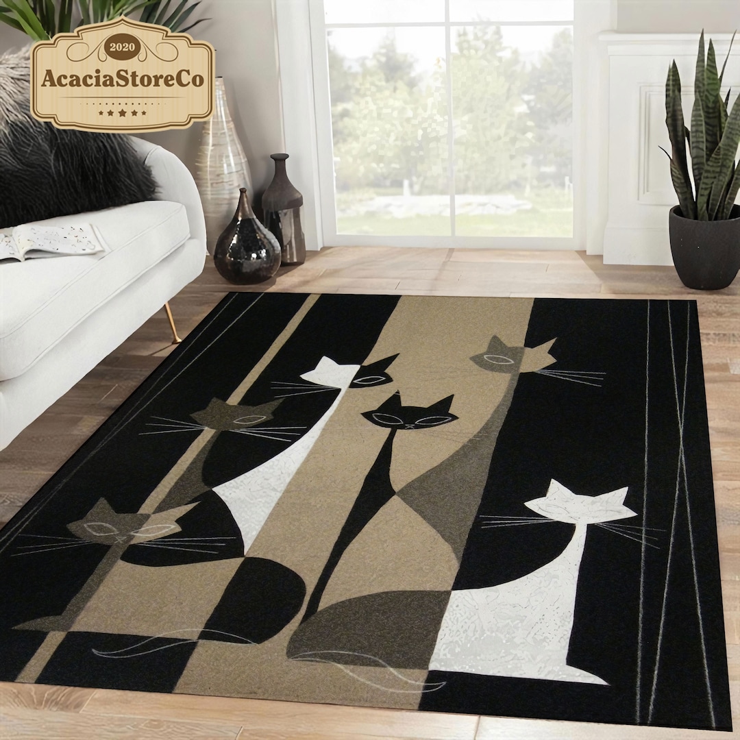 Kids Room Decor, Cat Rug, Cute Cat Area Rug, Cat Art Rug, Cat Carpet ...