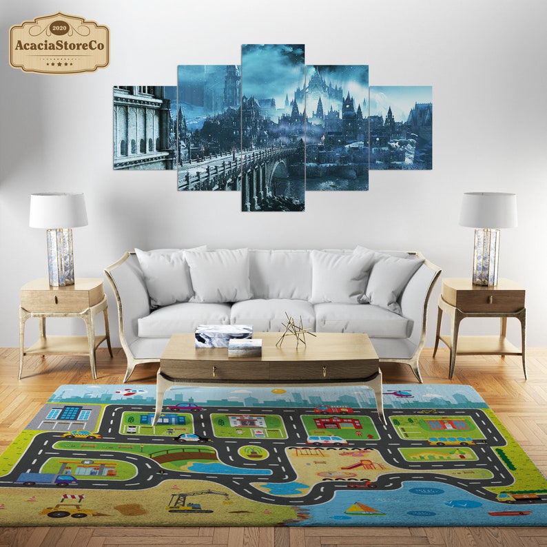 My City Road Track Maps for Kids Area Rug Nursery Rectangle - Etsy