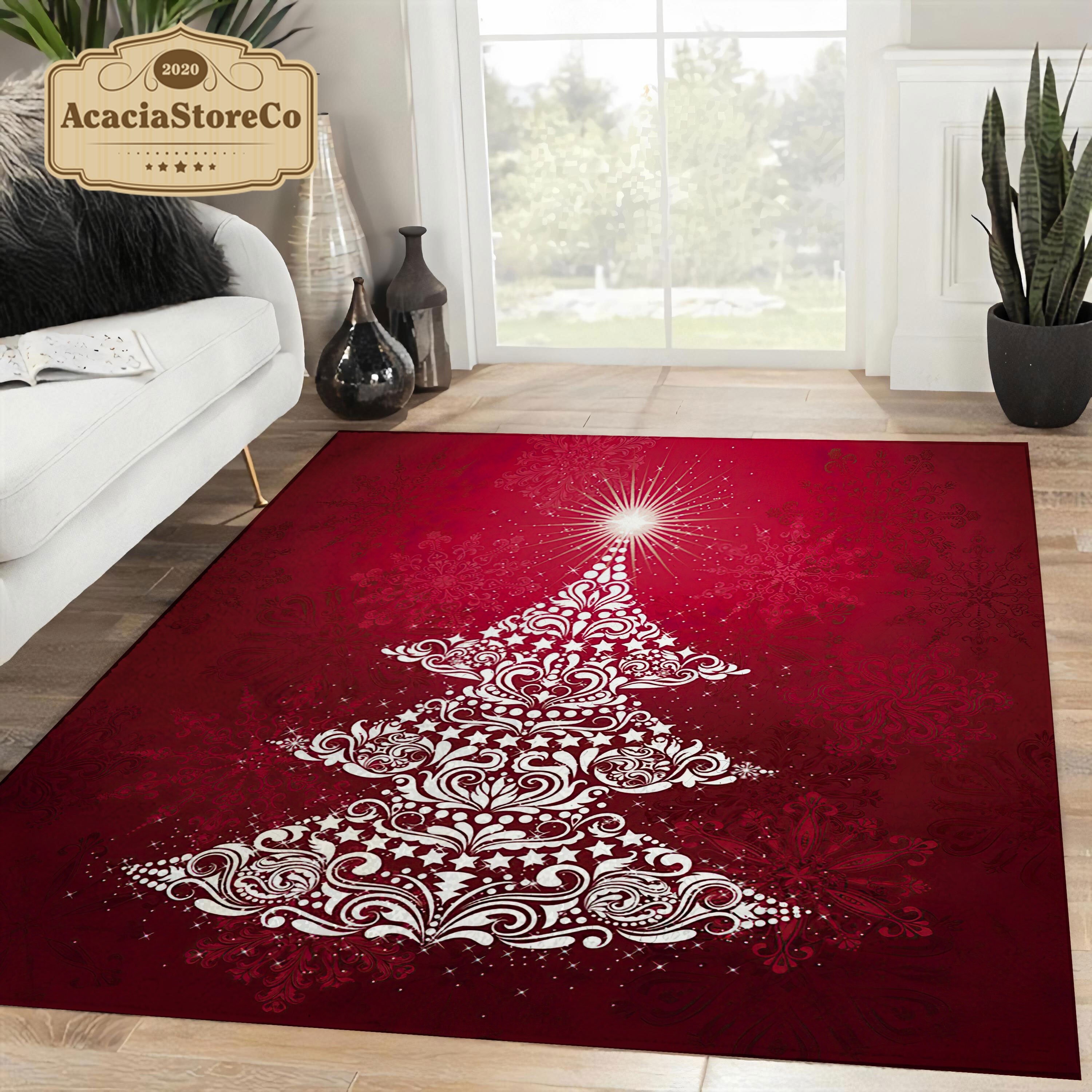Christmas Tree Area Rug Xmas Carpet Christmas Rectangle Rug - Etsy