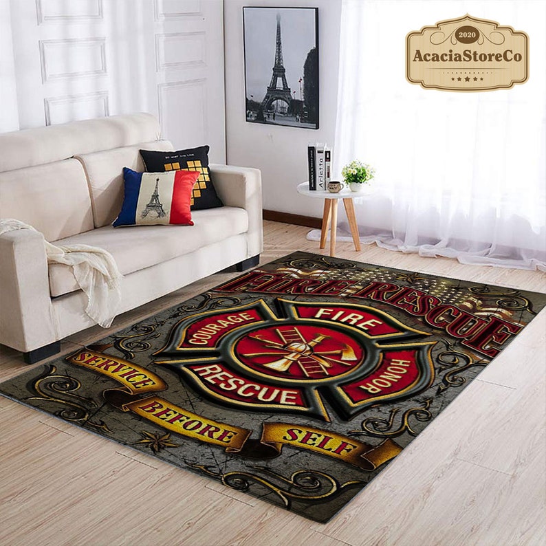 Firefighter Area Rug Fire Rescue Rug Fire Fighter Rug | Etsy