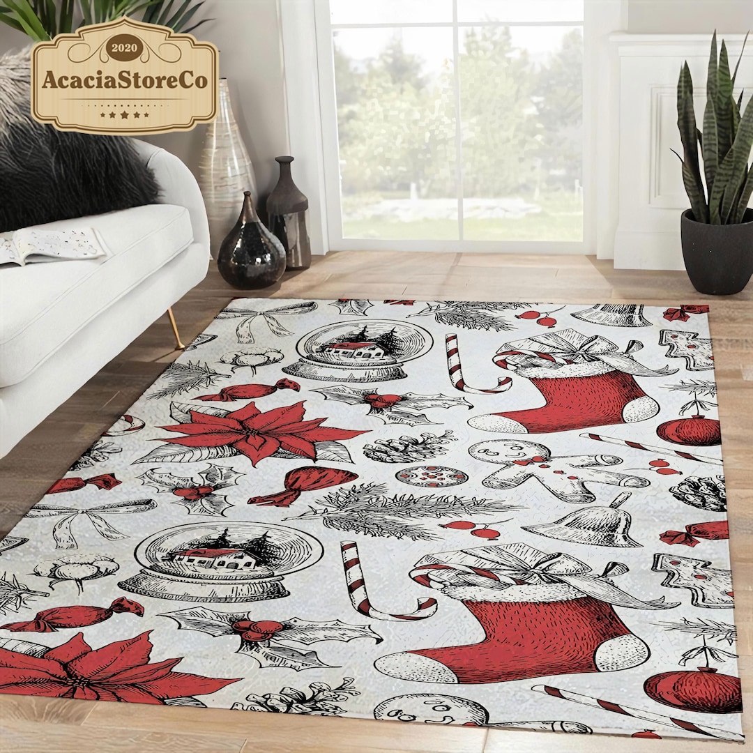 Christmas Vingtage Pattern Floor Decor Area Rug, Christmas Rug ...
