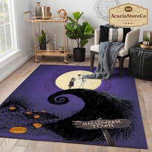 Nightmare Before Christmas Rug, Jack and Sally Rug, Halloween Town ...
