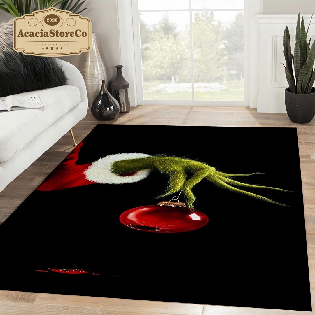 Merry Christmas Rug, Grinch Christmas Holiday Rug, Christmas Decoration ...