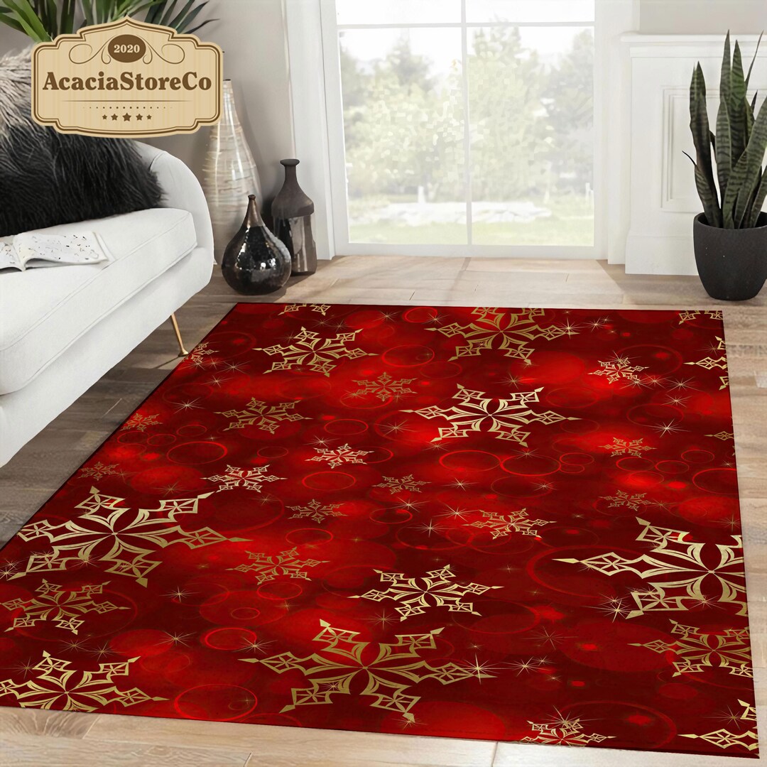 Merry Christmas Pattern Area Rug, Christmas Floor Decor Rectangle Rug ...