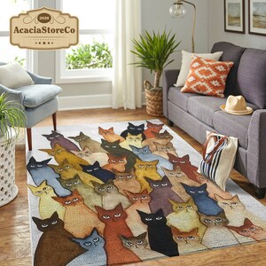 Cat Area Rug, Cat Art Rug, Cute Cat Rug, Cat Carpet, Vintage Rug, Rugs ...