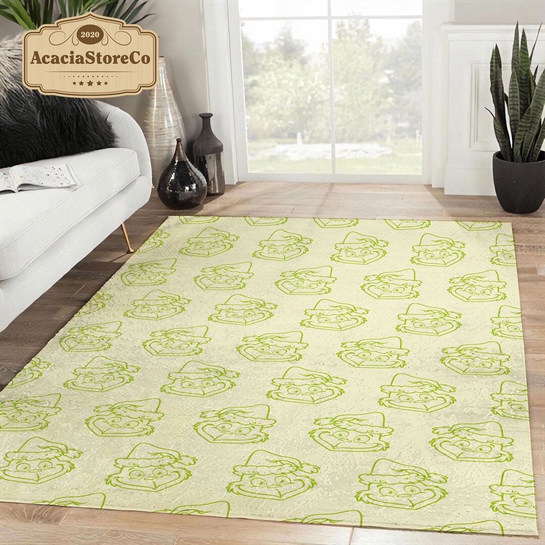 The Grinch Rug, Grinch Christmas Pattern Area Rug, Grinch Christmas ...