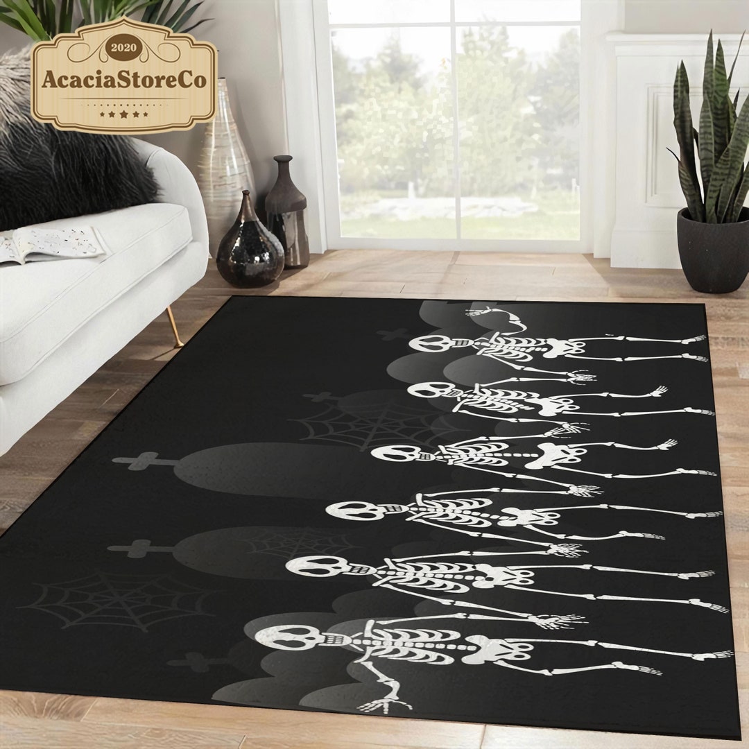 Halloween Skeleton Area Rectangle Rug, Halloween Carpet, Holiday Gifts ...