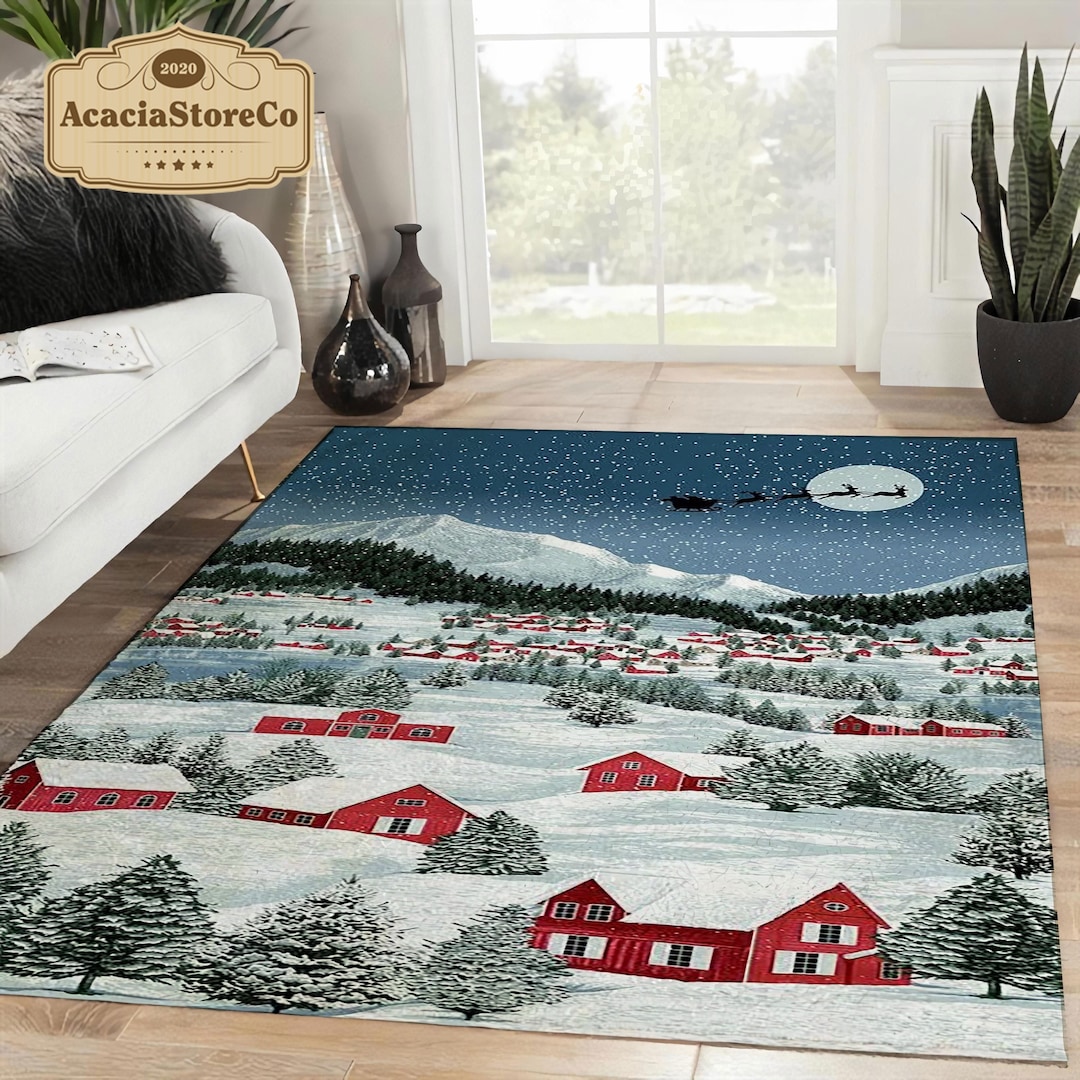 Xmas Rug, Merry Christmas Area Rug, Christmas Decor, Christmas ...