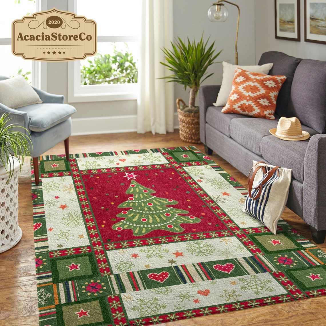 Merry Christmas Rug Christmas Tree Rug Christmas - Etsy