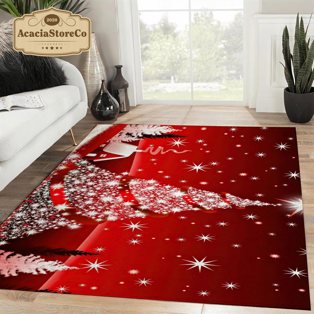 Christmas Tree Area Rug, Christmas Rectangle Rug, Christmas Decoration ...