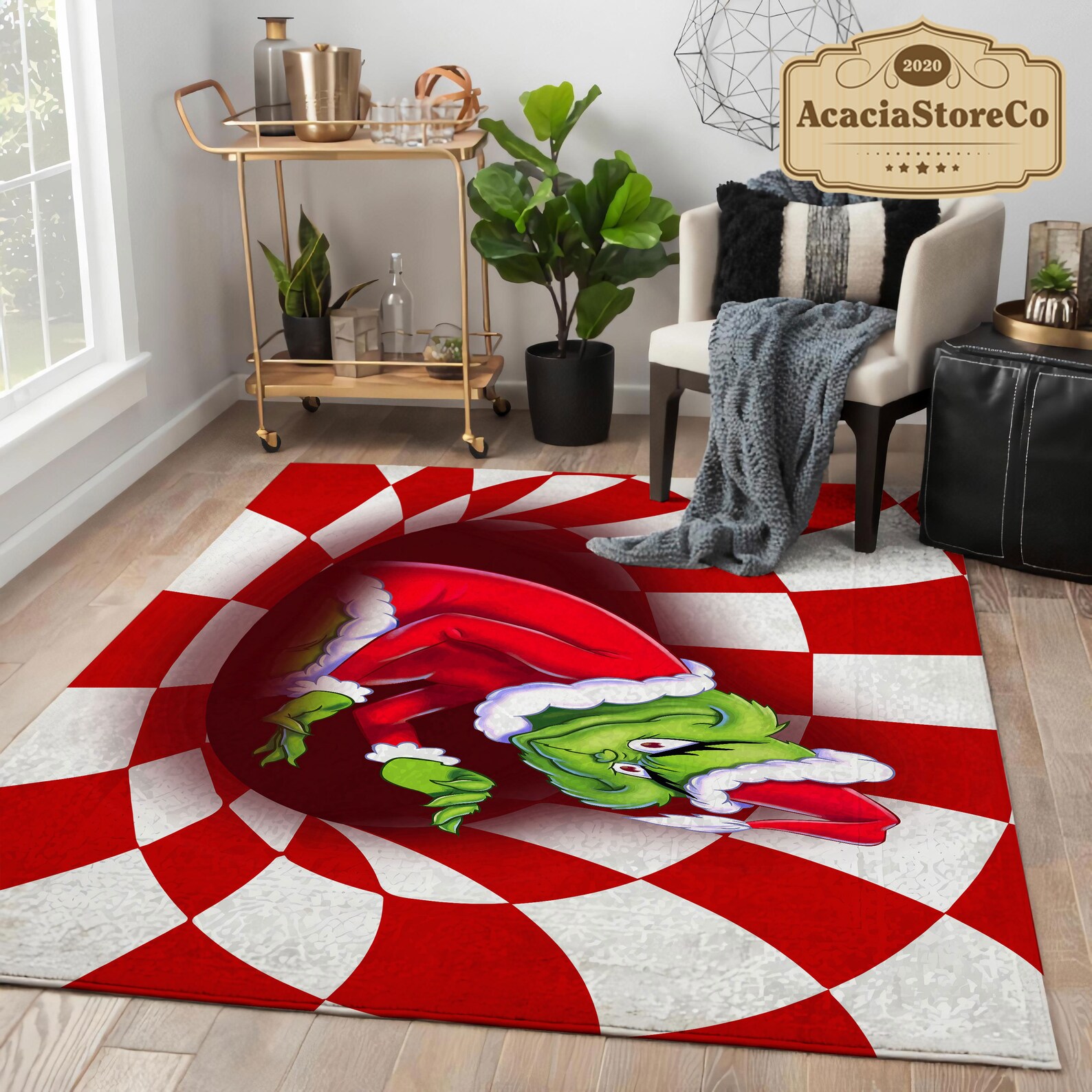 3D Grinch Christmas Area Rug, 3D Grinch Christmas Holiday Rectangle Rug ...