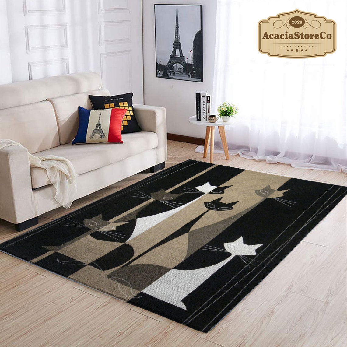Kids Room Decor Cat Rug Cute Cat Area Rug Cat Art Rug Cat - Etsy