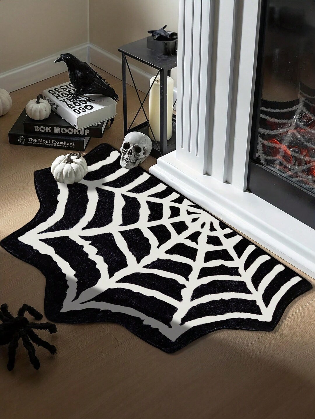 Spider Web Indoor Halloween Rug, Cute Fun Halloween Bathroom Rugs, Non ...
