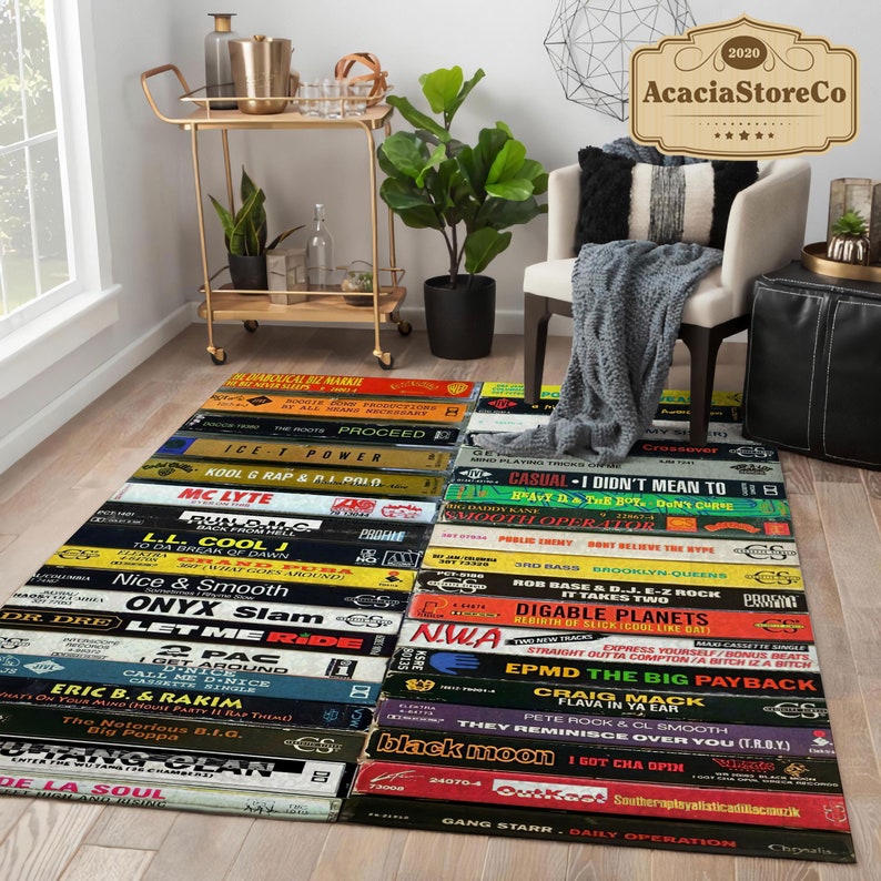 Hip Hop Old School Area Rug, Hip Hop Carpet, Music Rug, Gift for Hip ...