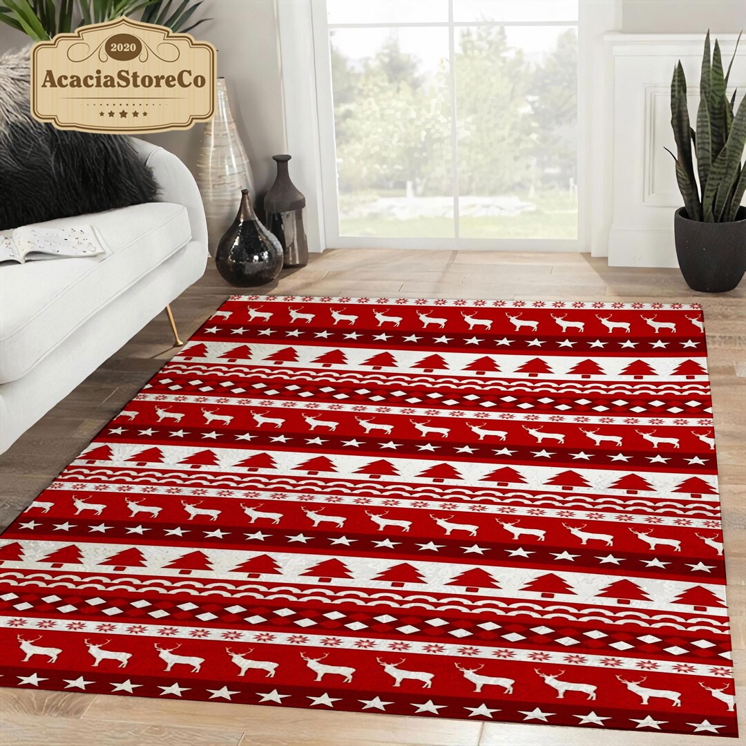 Original Christmas Pattern Area Rug, Merry Christmas Rectangle Rug ...