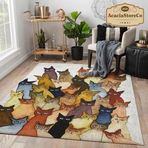 Cat Area Rug, Cat Art Rug, Cute Cat Rug, Cat Carpet, Vintage Rug, Rugs ...