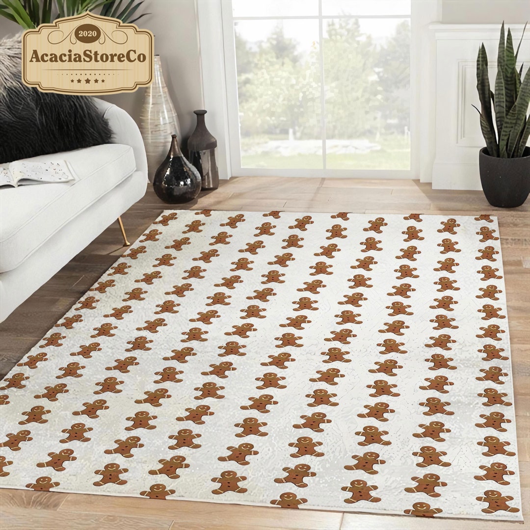 Christmas Gingerbread Pattern Area Rug, Merry Christmas Rug, Christmas ...