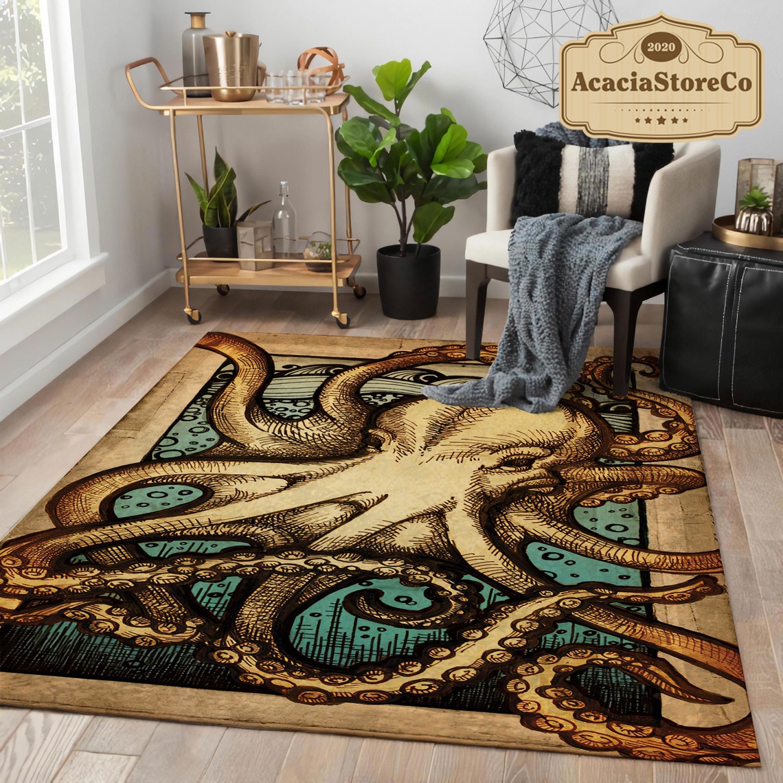 Octopus Rug Octopus Carpet Rugs for Living Room Home Decor - Etsy