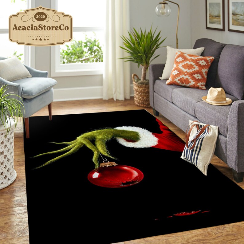 Grinch Christmas Holiday Area Rug, Merry Christmas Rectangle Rug ...