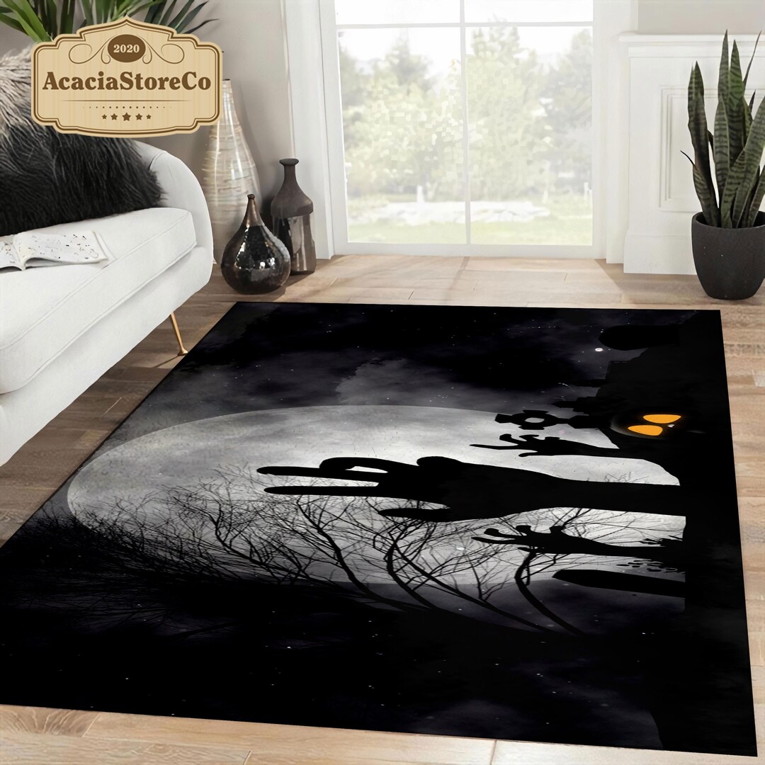 Scary Halloween Night Area Rectangle Rug, Halloween Carpet, Holiday ...