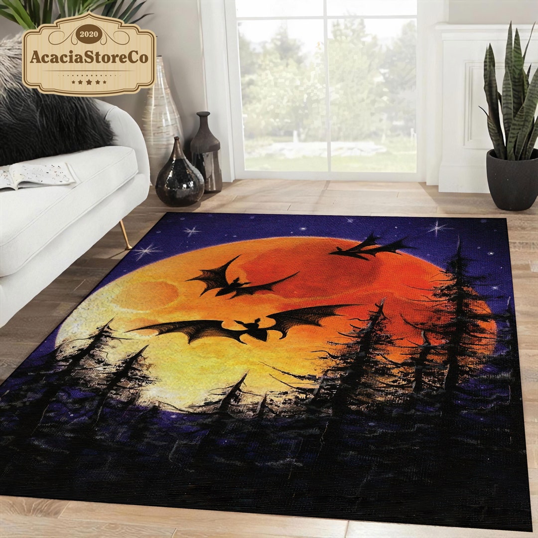 Scary Halloween Night Area Rugs, Halloween Rug, Holiday Gifts, Rugs for ...