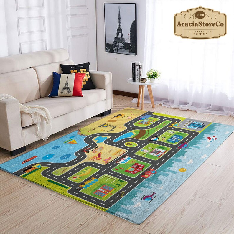 My City Road Track Maps for Kids Area Rug Nursery Rectangle - Etsy